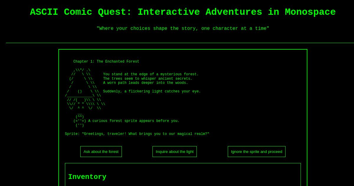 ASCII Comic Quest: Interactive Adventures in Monospace