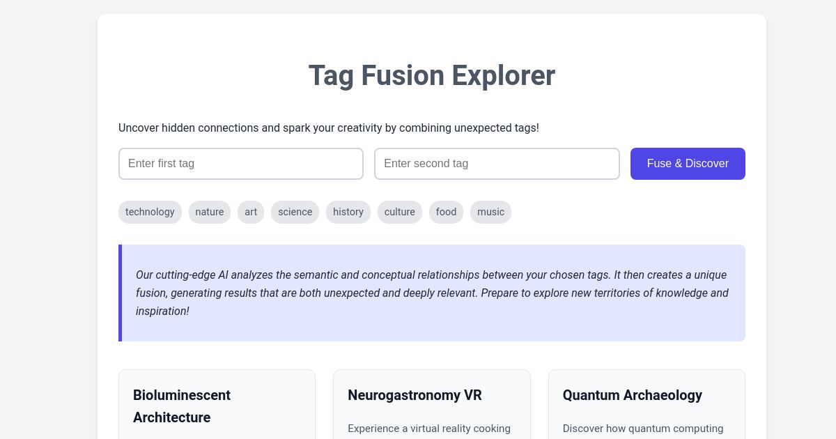 Tag Fusion Explorer - Discover Unexpected Connections