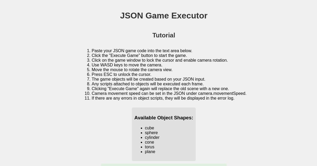 JSON Game Executor