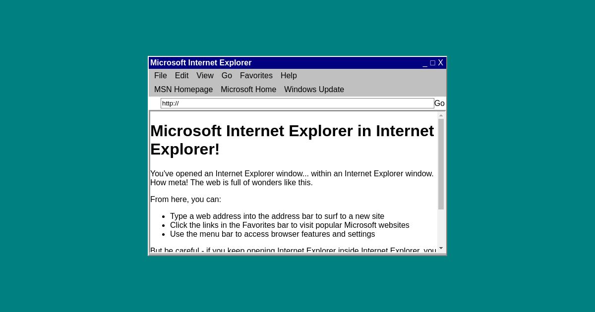 Microsoft Internet Explorer - Windows 98