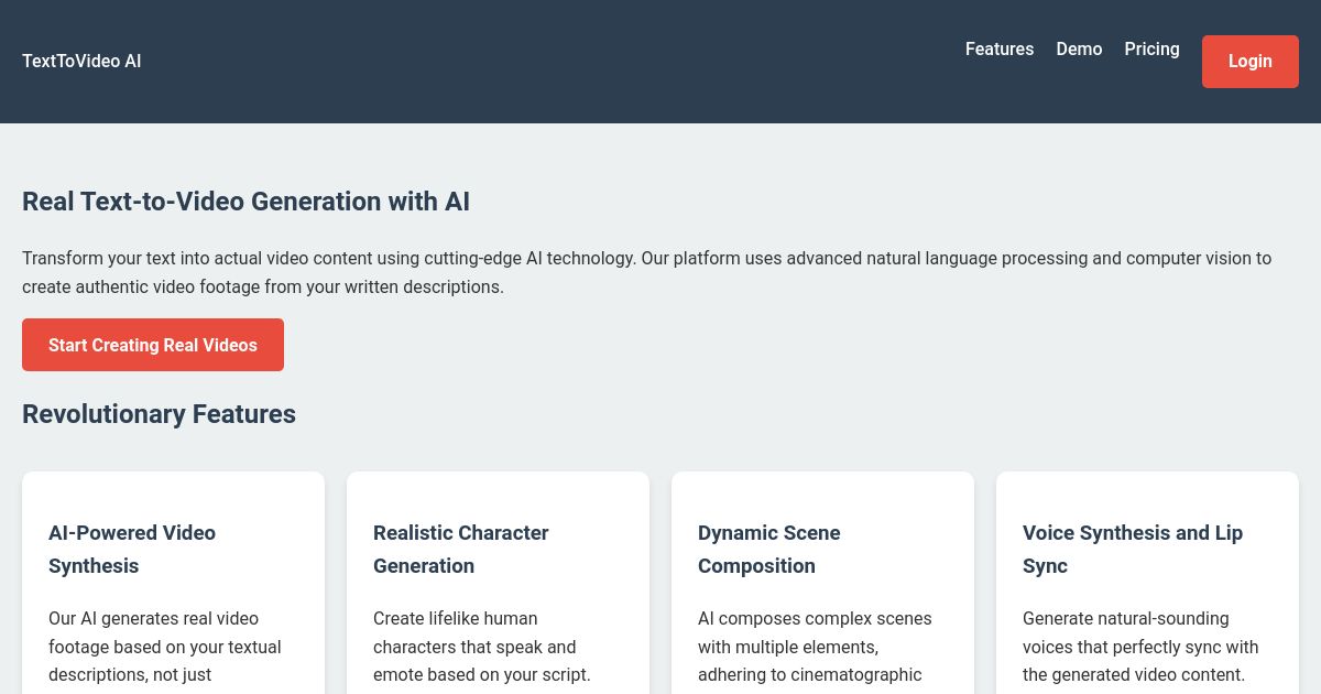 TextToVideo AI - Real Text-to-Video Generation Platform