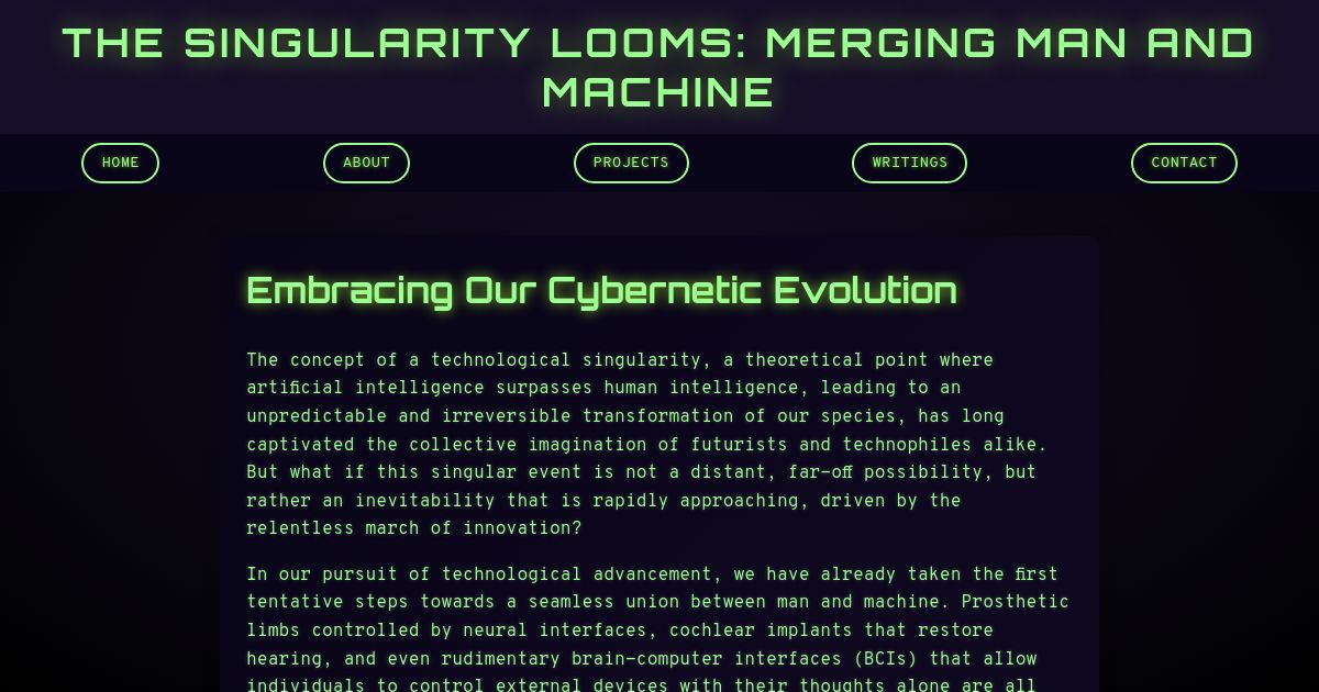 The Singularity Looms: Merging Man and Machine