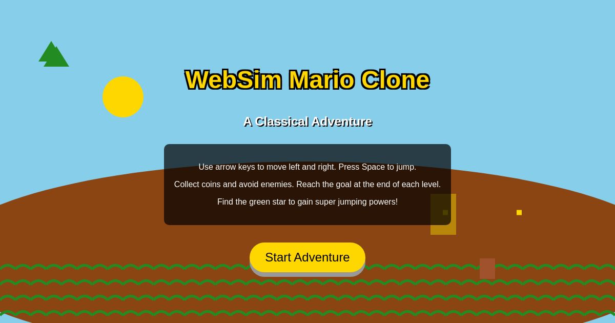 WebSim Mario Clone - Classical Adventure