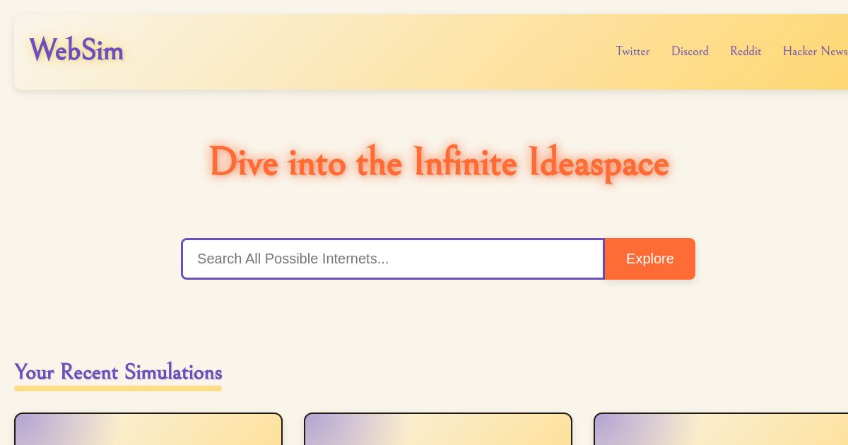 WebSim: Dive into the Infinite Ideaspace