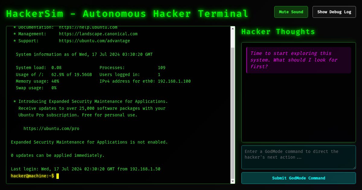 AI Hacker Terminal - HackerSimulator.AI