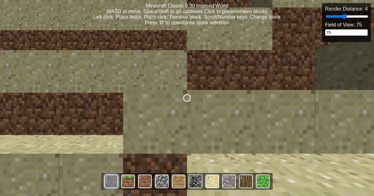 Minecraft Classic 0.30 Inspired World - WebSim