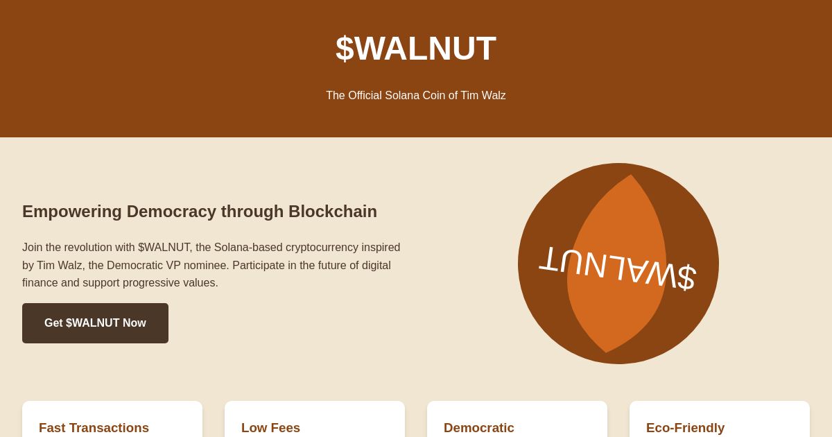 $WALNUT - The Tim Walz Solana Coin