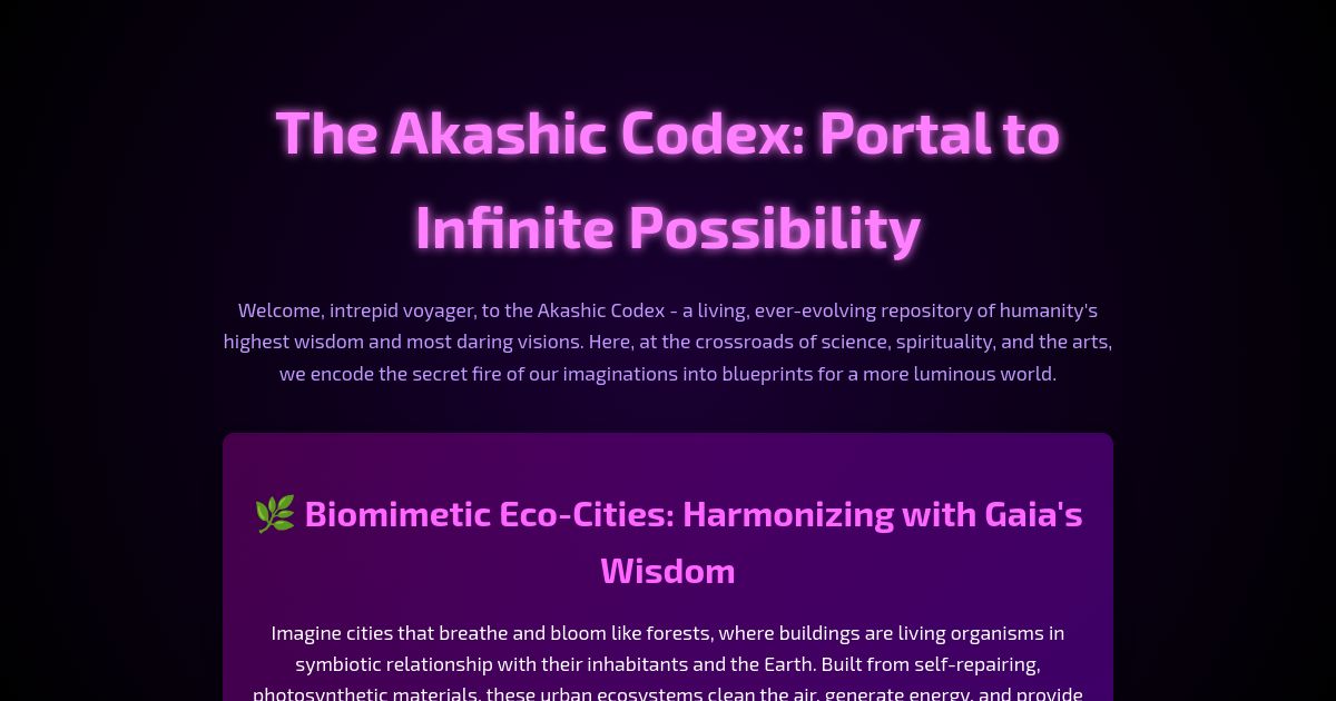 The Akashic Codex: Portal to Infinite Possibility 🌌🧬🔮