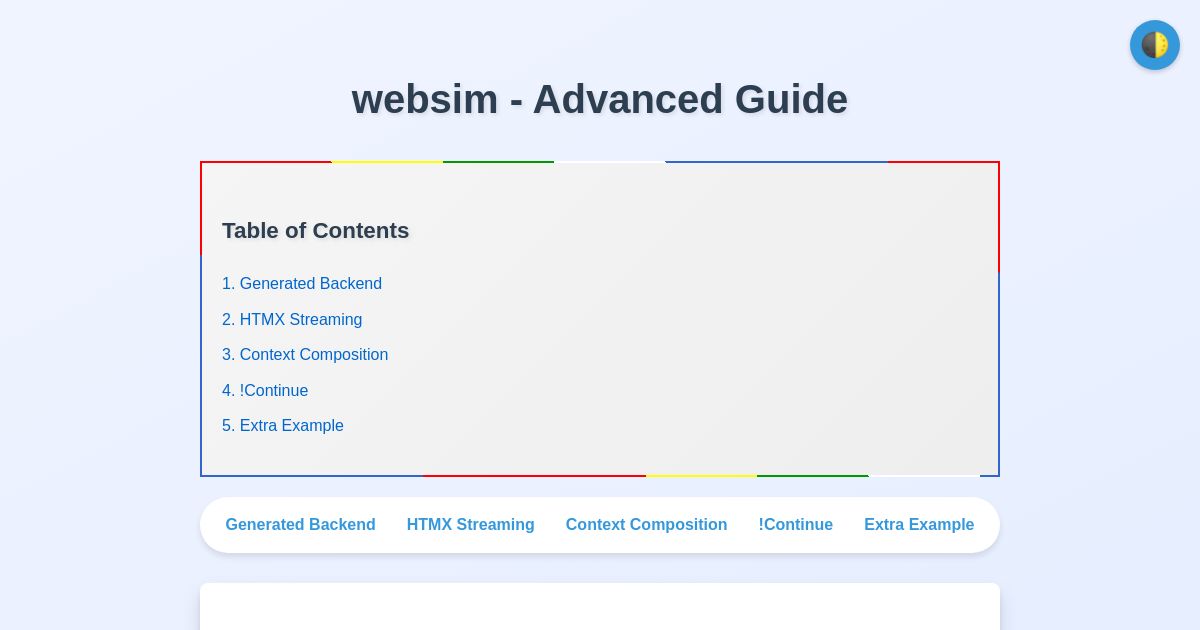 websim - Advanced Guide