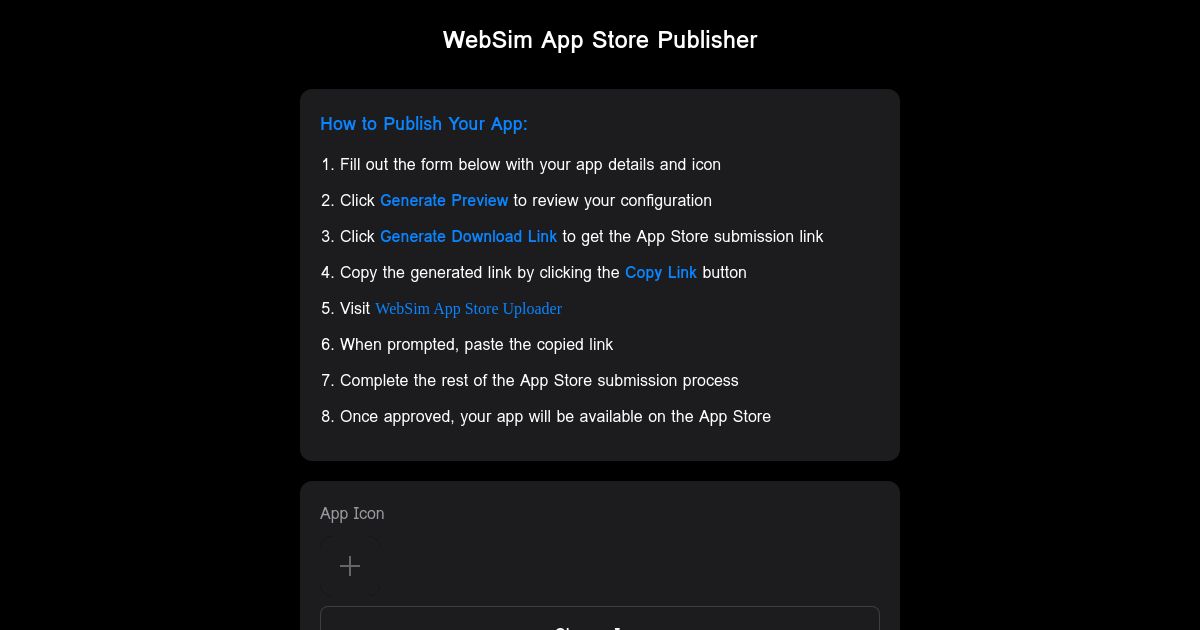 WebSim App Configuration Generator s