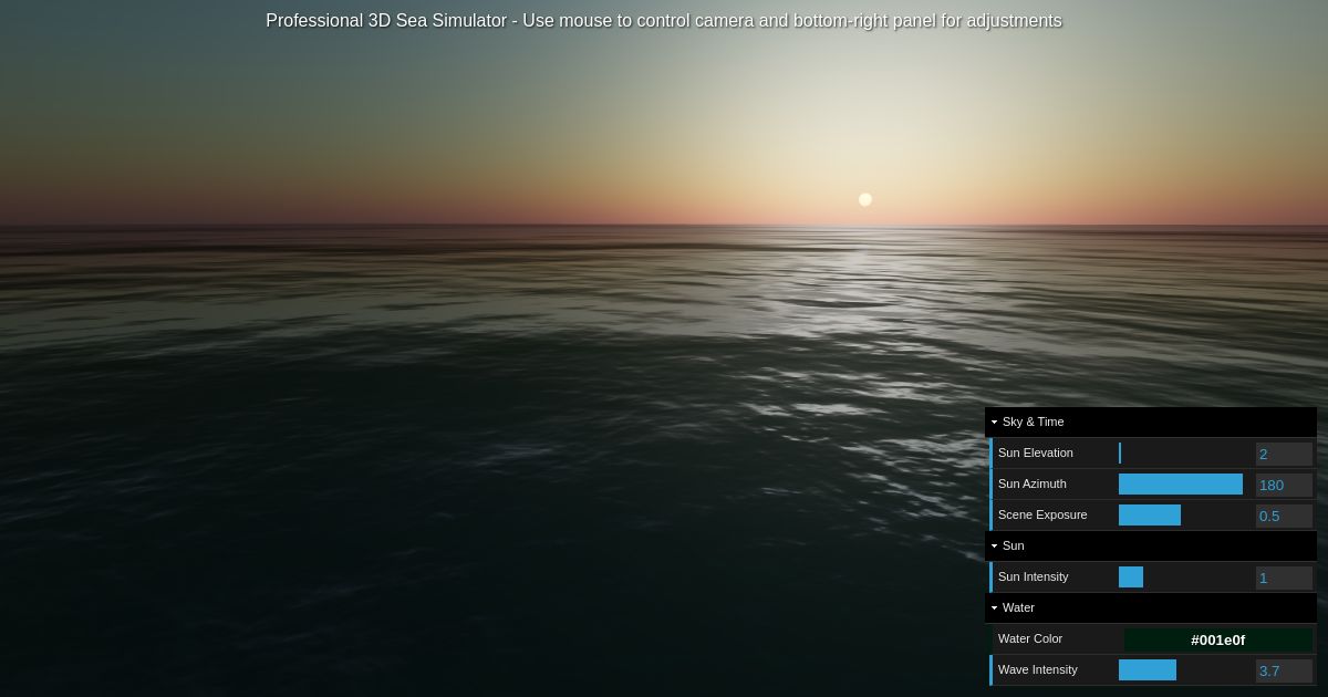 Professional 3D Sea Simulator - WebSim