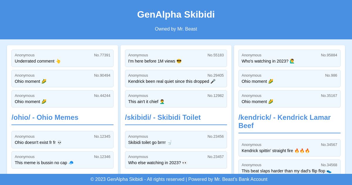 GenAlpha Skibidi - Owned by Mr. Beast