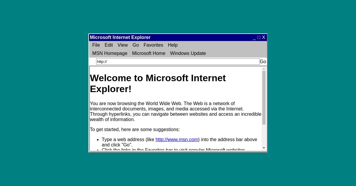 Microsoft Internet Explorer - Windows 98