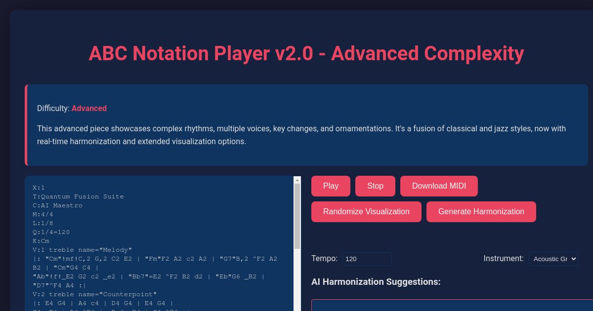 ABC Notation Player v2.0 - Advanced Complexity