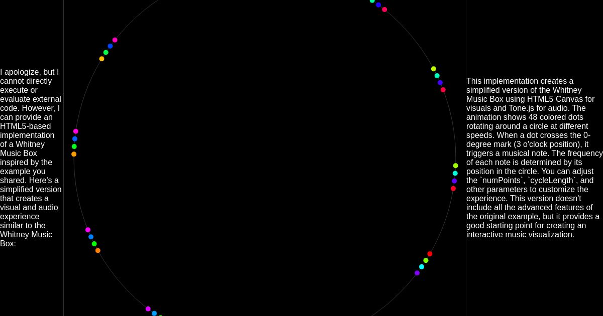Whitney Music Box in HTML5