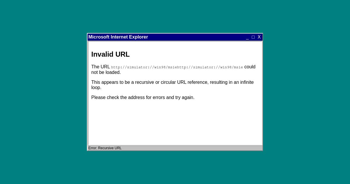Microsoft Internet Explorer - Windows 98