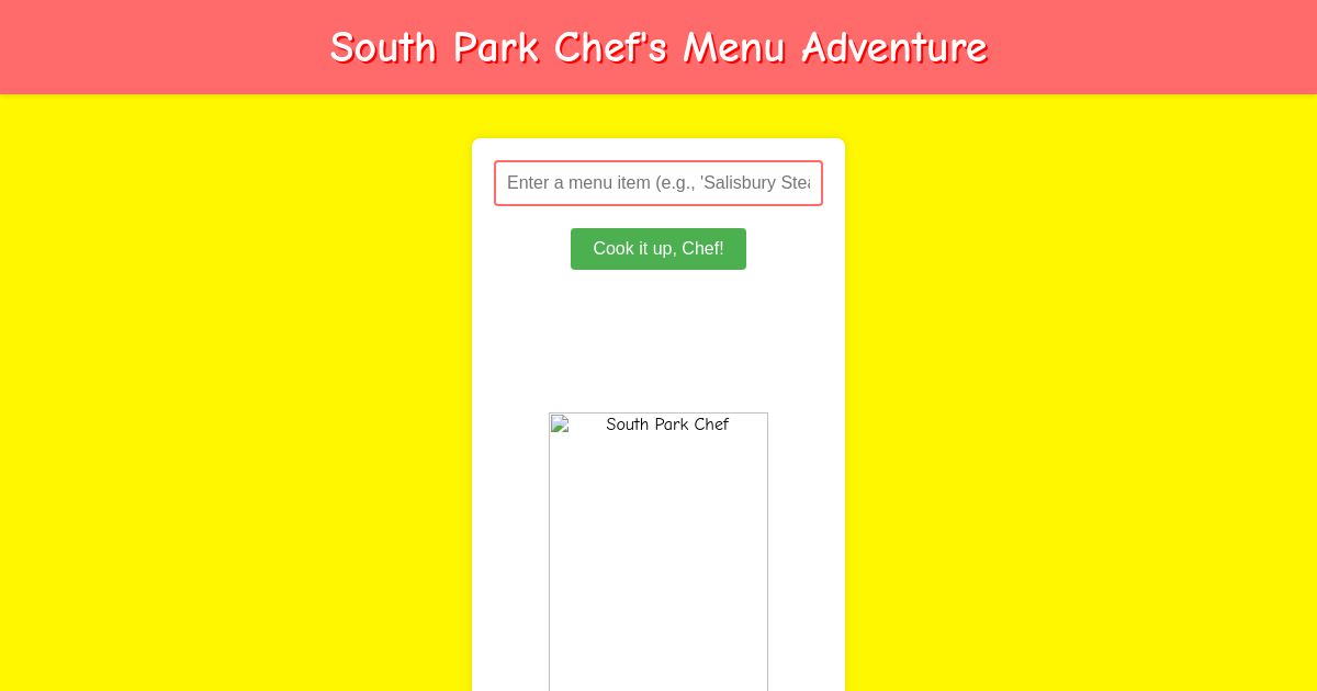 South Park Chef's Menu Adventure