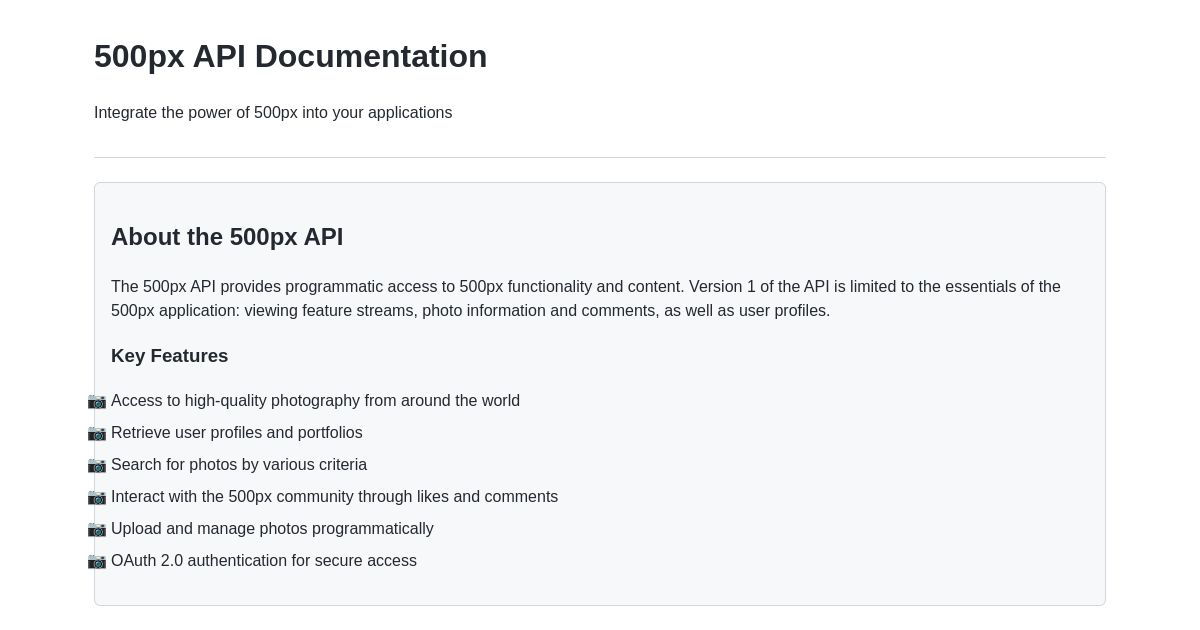 500px API Documentation