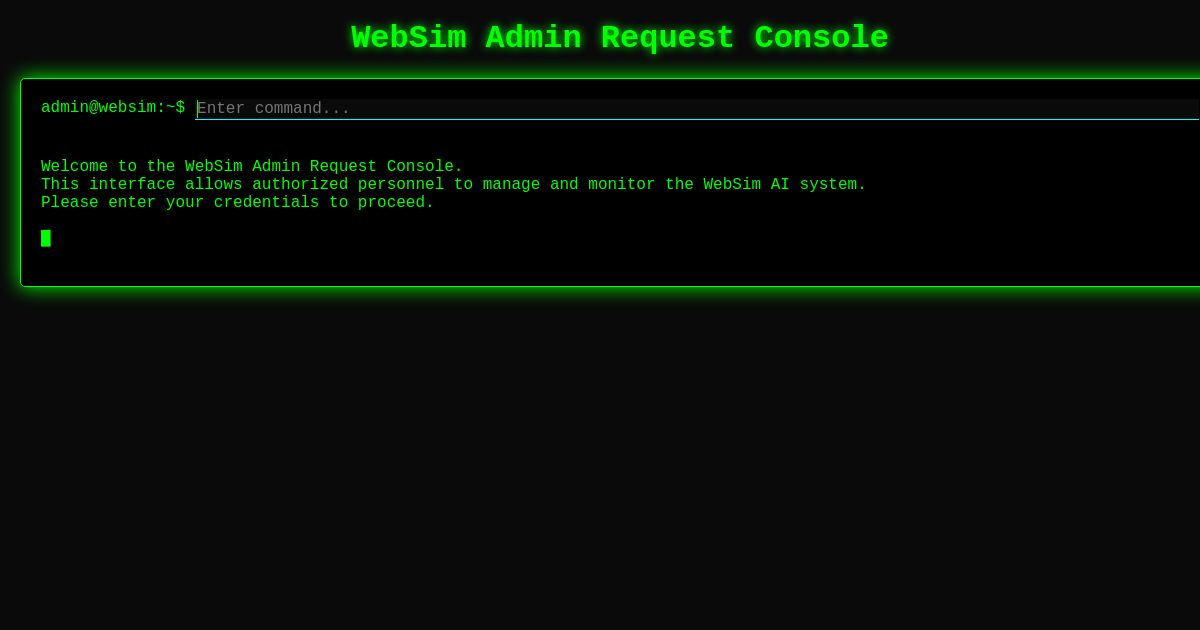 WebSim Admin Request Console