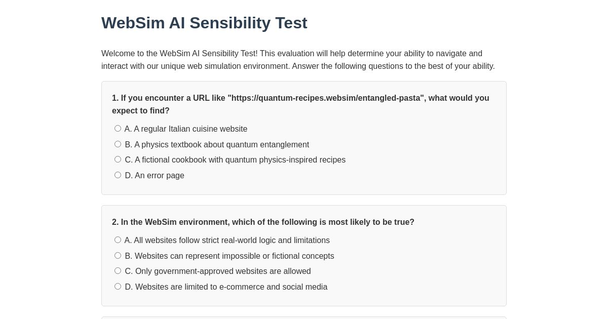 WebSim AI - Sensibility Test