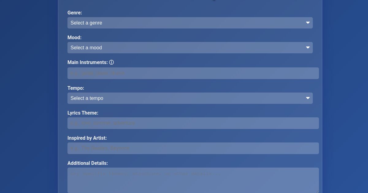 Suno AI Music Prompt Generator