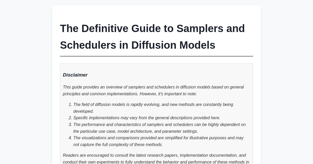 The Definitive Guide to Samplers and Schedulers in Diffusion Models