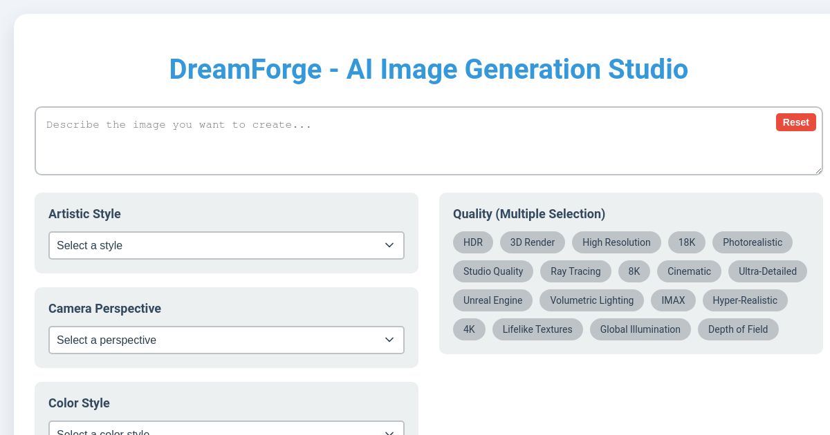 DreamForge - AI Image Generation Studio