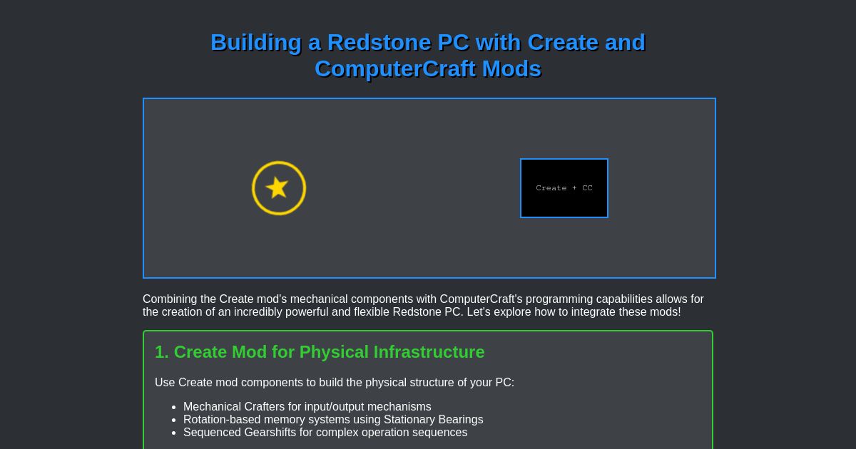 Building a Redstone PC with Create and ComputerCraft Mods