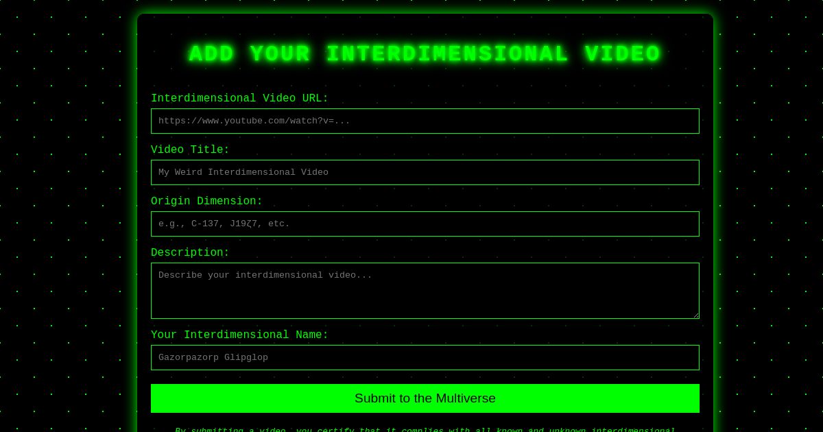 Interdimensional Cable TV - Video Submission Portal