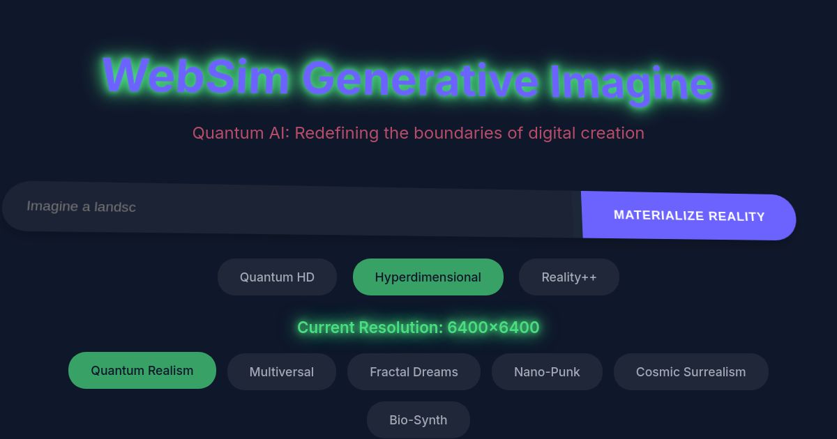 WebSim Generative Imagine - Quantum AI Image Generation