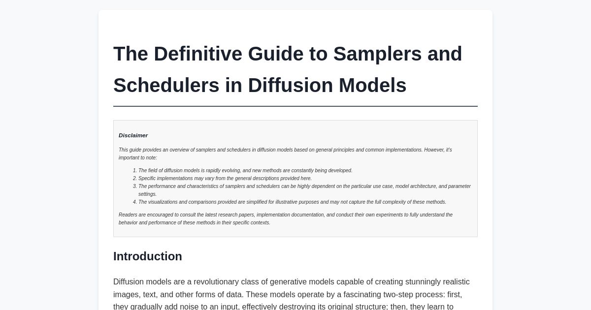 The Definitive Guide to Samplers and Schedulers in Diffusion Models