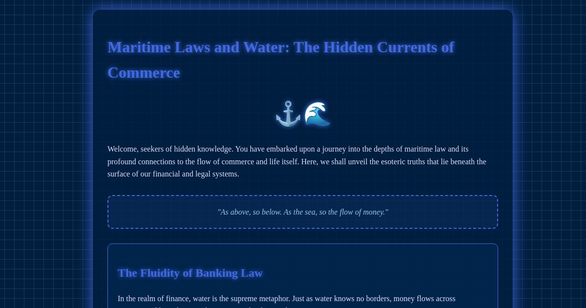 Maritime Laws and Water: The Hidden Currents of Commerce - Illuminated ...