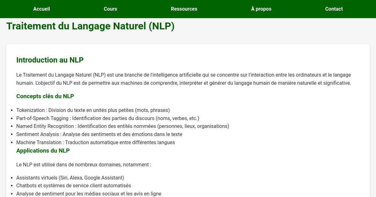 MentorAI - Traitement du Langage Naturel (NLP)