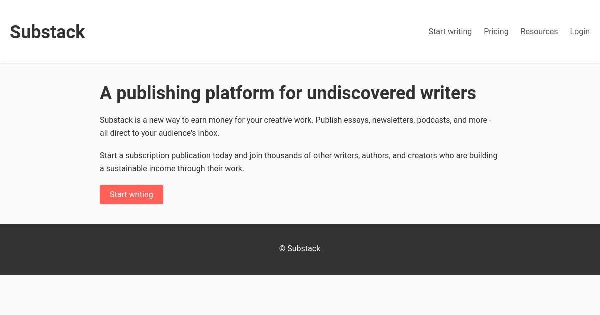 Substack - A publishing platform for undiscovered writers