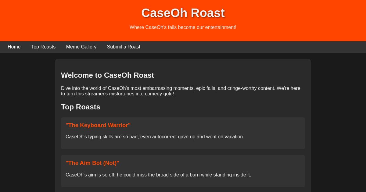CaseOh Roast - The Ultimate Streamer Mockery Hub