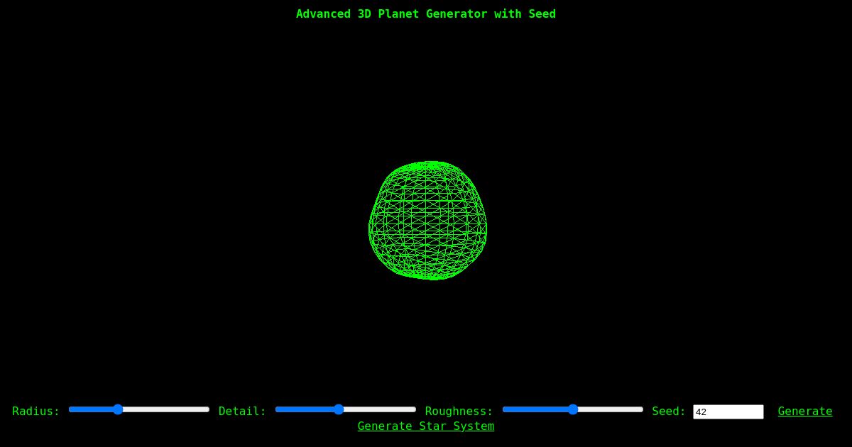 Advanced 3D Planet Generator with Seed