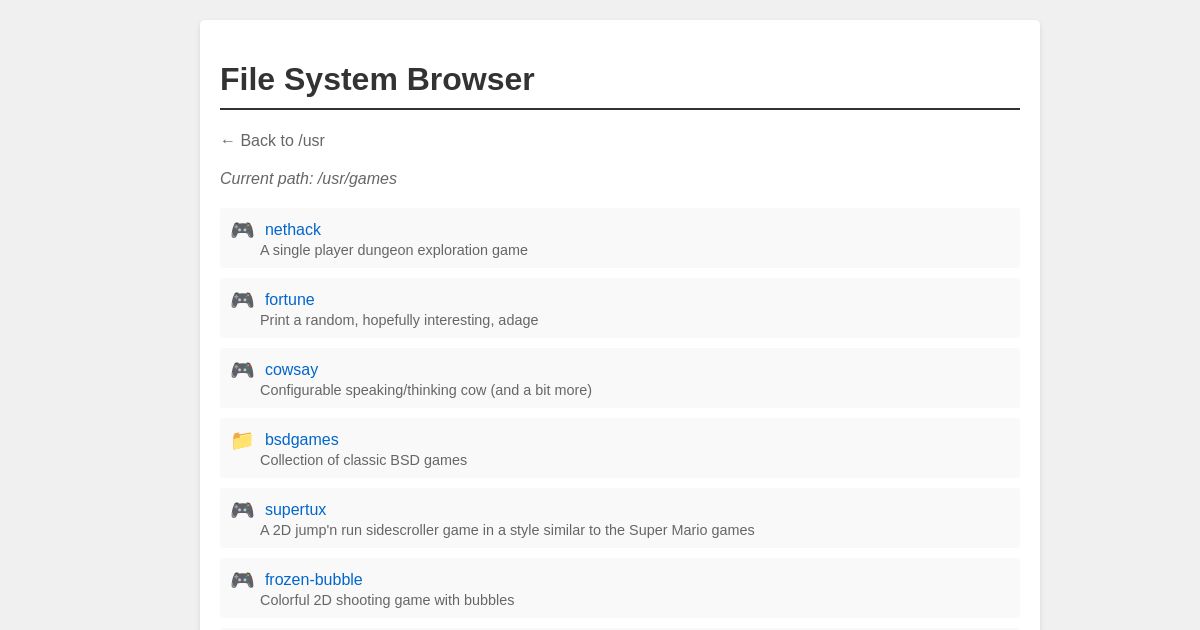 File System Browser - /usr/games