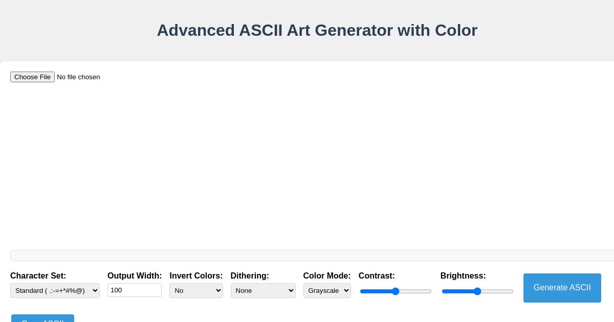 Advanced ASCII Art Generator with Color and Image Adjustments