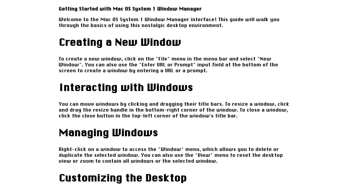 Getting Started with Mac OS System 1 Window Manager