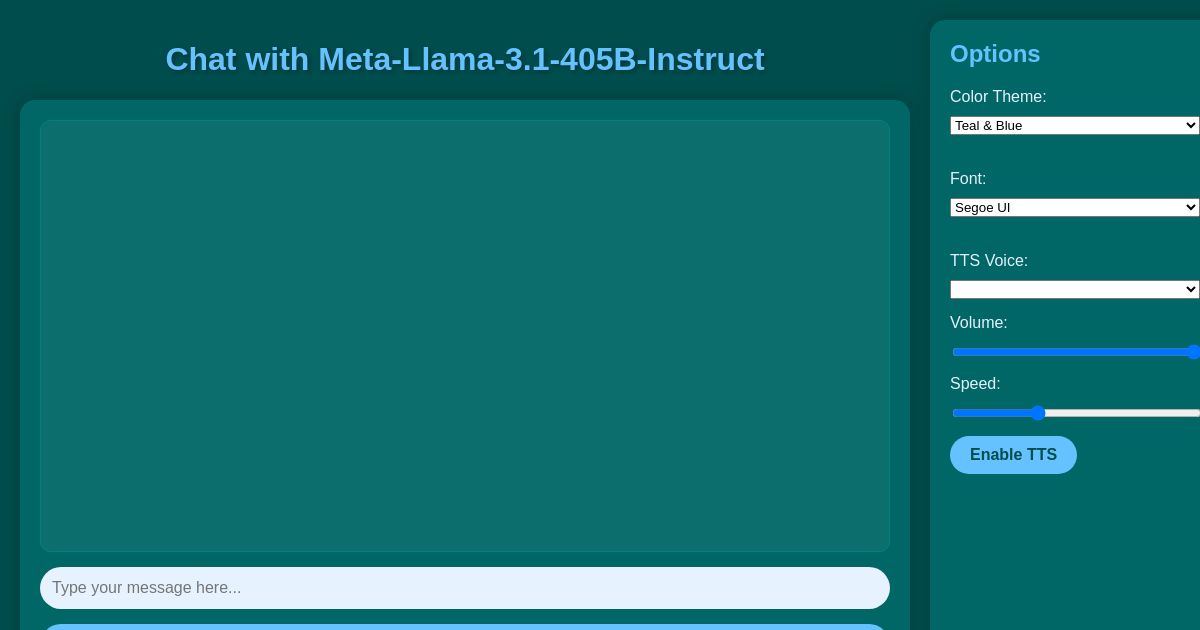AI Chatbot with Meta-Llama-3.1-405B-Instruct and Options