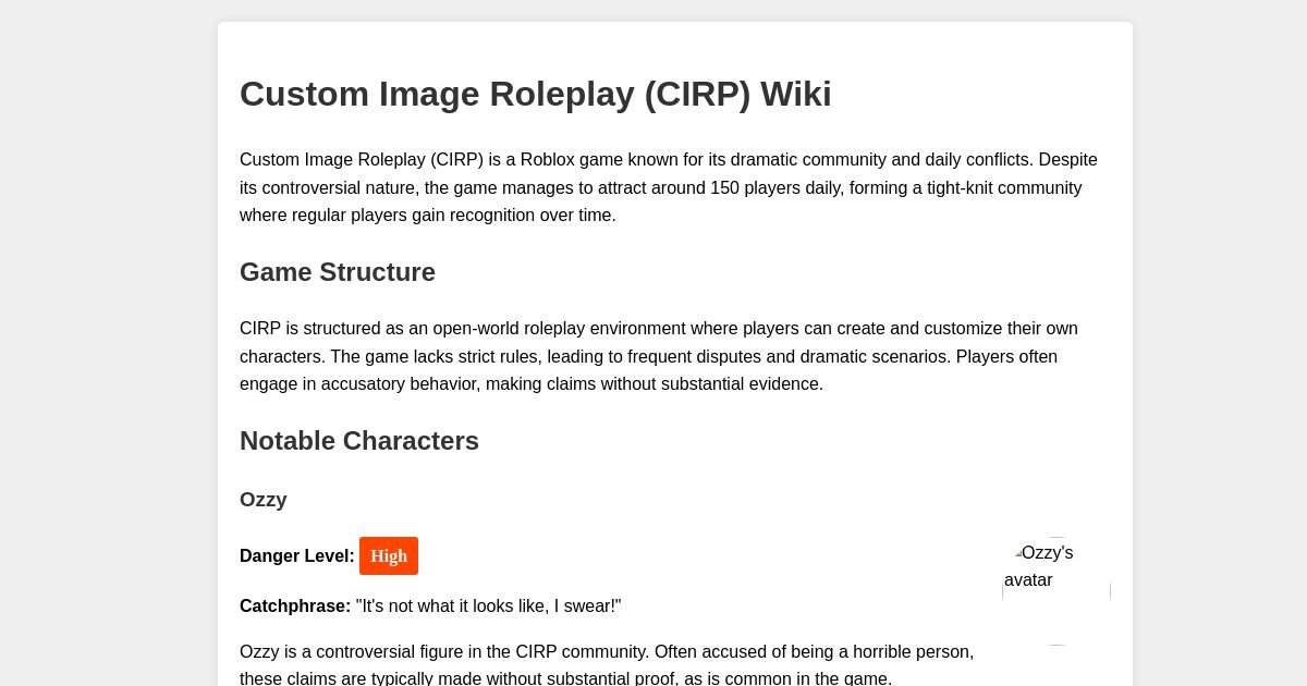Custom Image Roleplay (CIRP) Wiki
