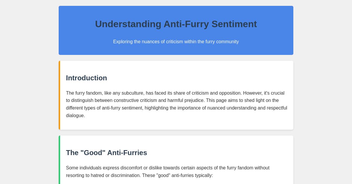 Understanding Anti-Furry Sentiment: The Good, The Bad, and The ...