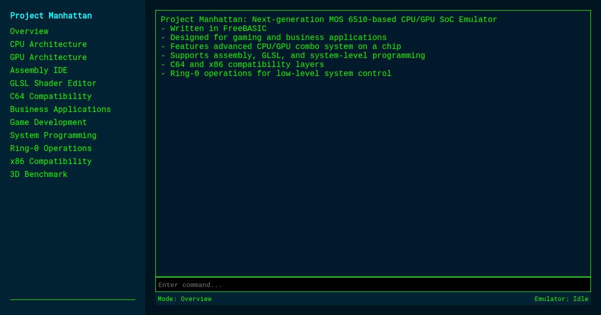 Project Manhattan: Advanced MOS 6510-based SoC Emulator with 3D Benchmark
