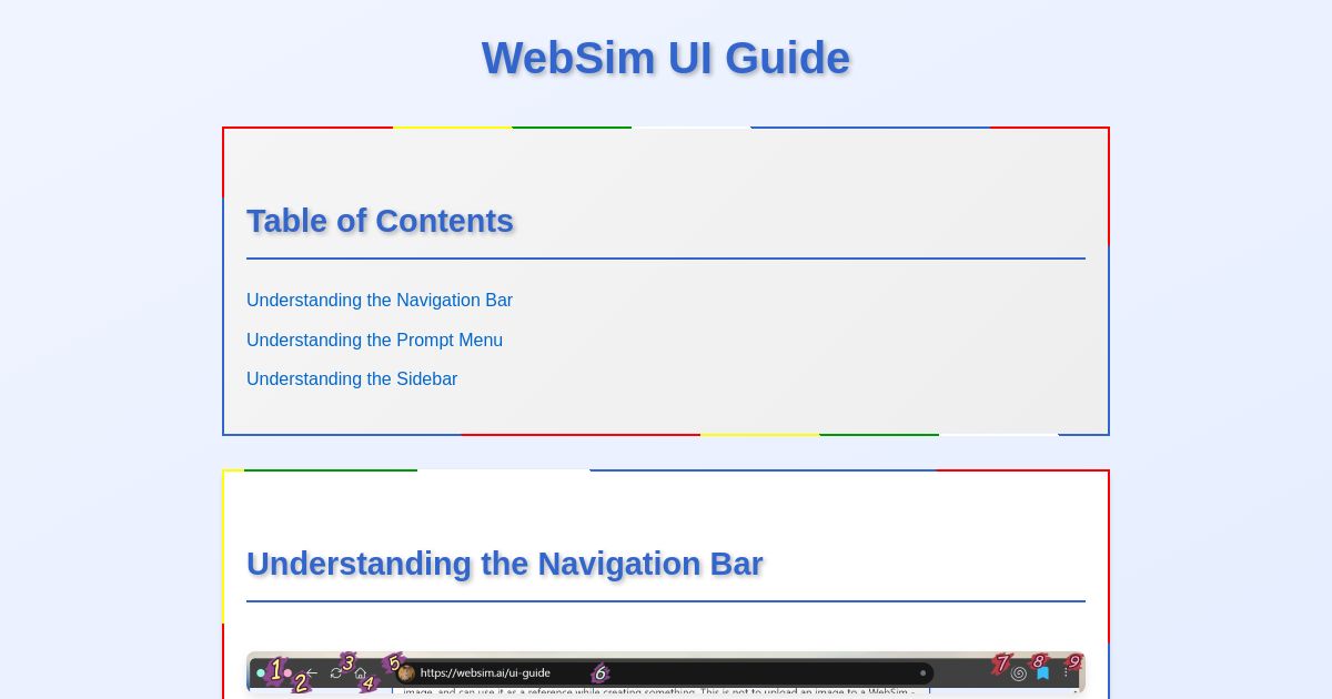 WebSim UI Guide