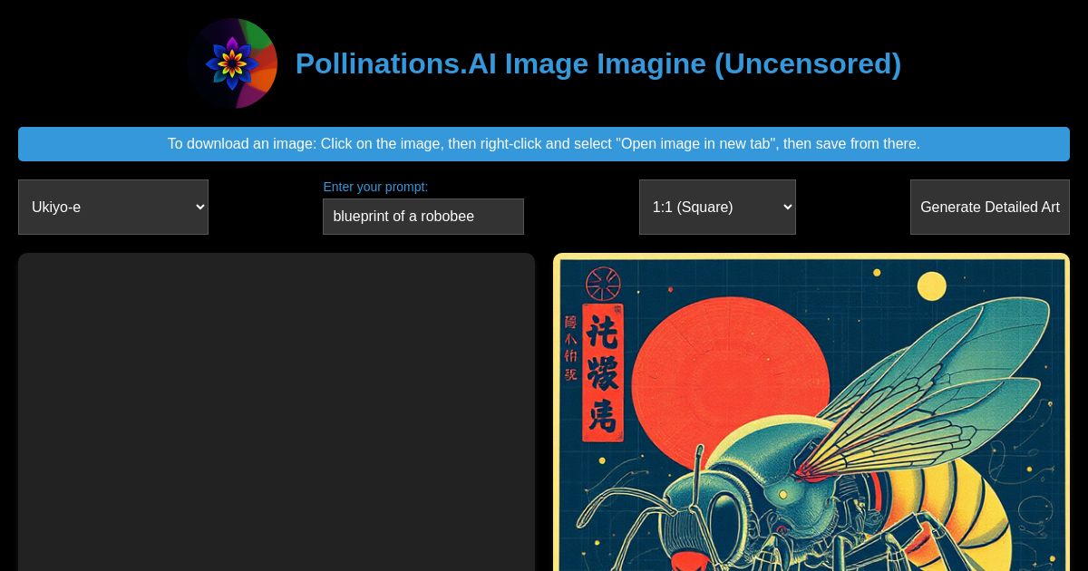 Pollinations.AI Image Imagine (Uncensored): Dynamic AI Art Creation