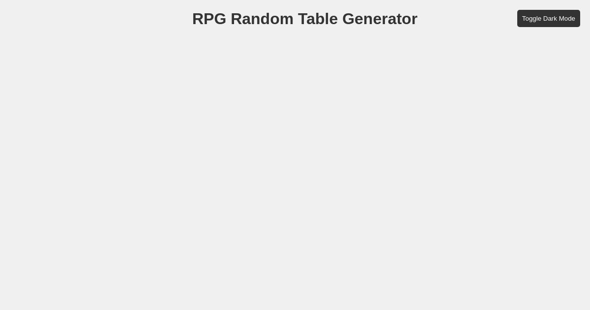 RPG Random Table Generator