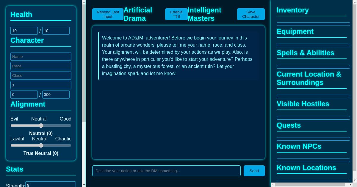 AD&IM: Interactive Character Sheetstyl