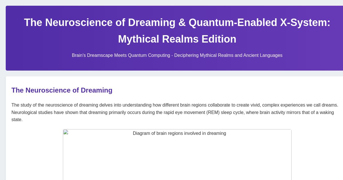 The Neuroscience of Dreaming & Quantum X-System: Mythical Realms Edition