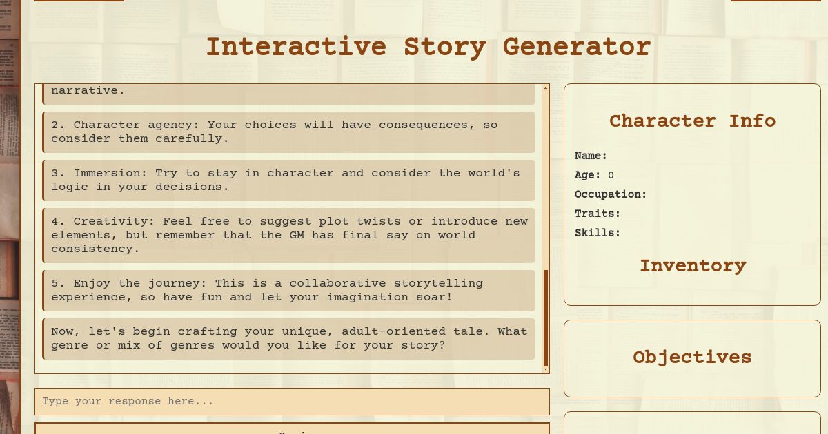 Interactive Story Generator (18+) Interactive Story Generator (18+)
