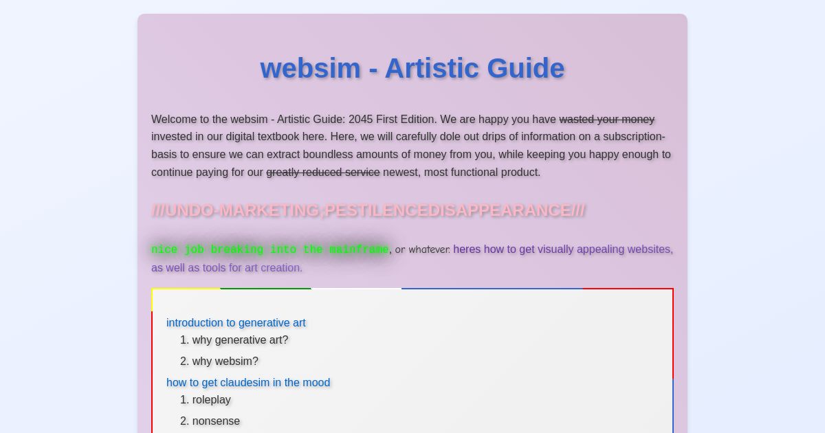 websim - Artistic Guide